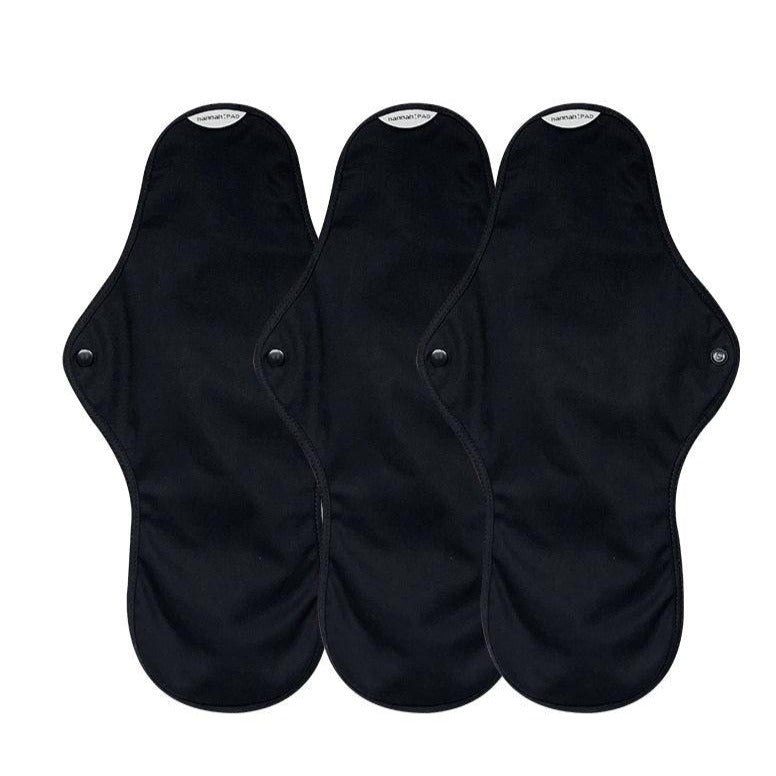 Organic Reusable Pads - 3 Overnight Pads in Black – MotherBees